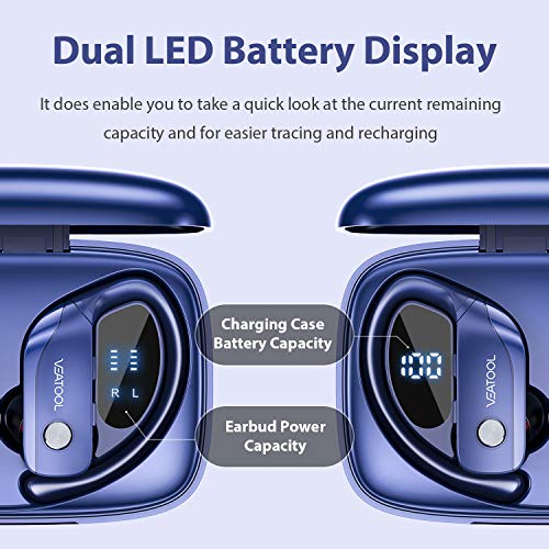 VEATOOL Wireless Earbuds Bluetooth Headphones 48hrs Play Back Sport ...