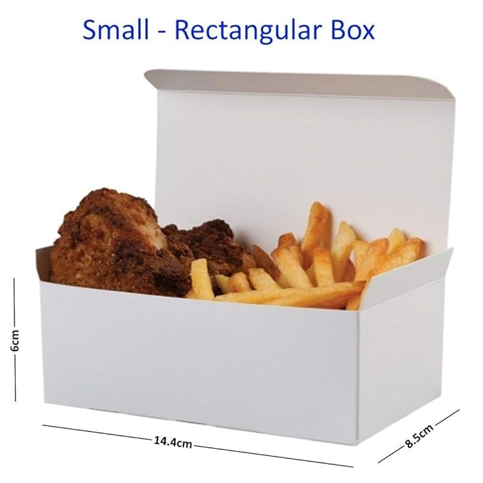 WHITE RECTANGULAR BOXES - FAST FOOD CARDBOARD TAKEAWAY BOX - CAKE SHOP ...