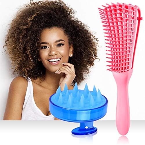Detangling Brush Set, BENBO Adjustable Bristles Detangling Hair Brush ...