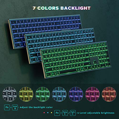seenda Backlit Wireless Keyboard, Multi-Device Ultra Slim Rechargeable ...