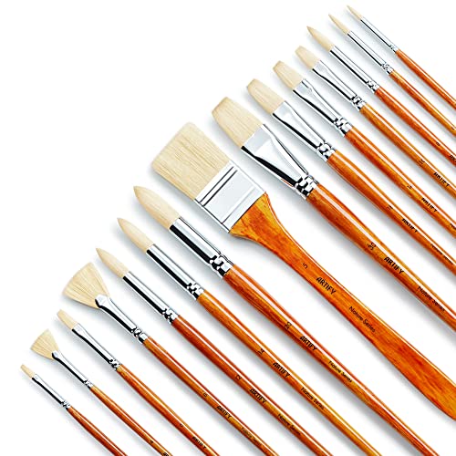 ARTIFY 15 Pieces Professional Natural Chungking Bristle Oil Paint Brush ...