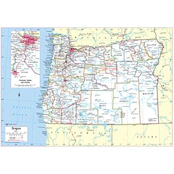 Amazon.com : Cool Owl Maps Oregon State Wall Map Poster Rolled ...