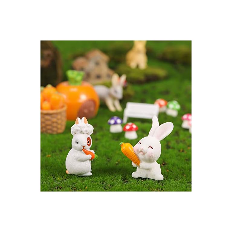 25 Pieces Easter Mini Bunny Figurines Easter Cupcake Toppers Rabbit ...