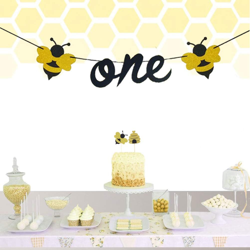 PRETYZOOM Bumble Bee Smash Cake Kit First Birthday Glitter One Banner ...
