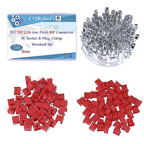 CQRobot 50 Sets/200 Pieces JST XH 2.54 mm Pitch 2-Pin Industrial Integrated Circuit Red IC ...