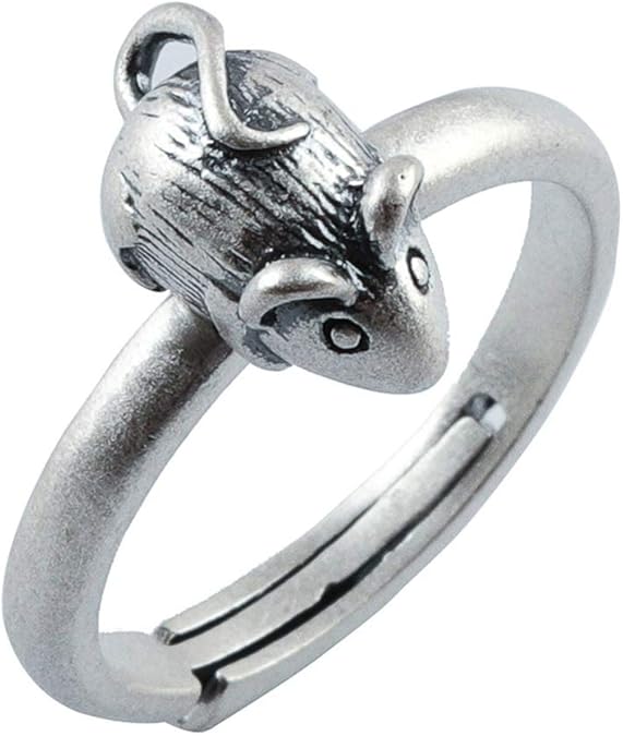 Vintage 925 Sterling Silver Zodiac Animal Rat Ring Mouse Jewelry for ...