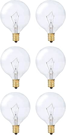 60W Incandescent G16.5 Globe Light Bulb, 600 Lumens, E12 Candelabra ...