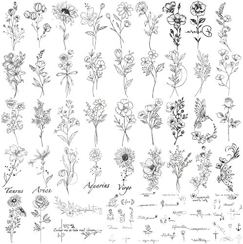 Metuu 90 Sheets Tiny Temporary Tattoo Words for Women, Large Quantity ...