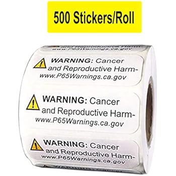 Amazon.com : Prop 65 California Warning Labels 500 Count Roll | .5 by 1 ...