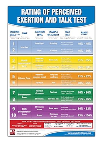 Rating of Perceived Exertion Chart/Poster; RPE Poster - Talk Test Chart ...
