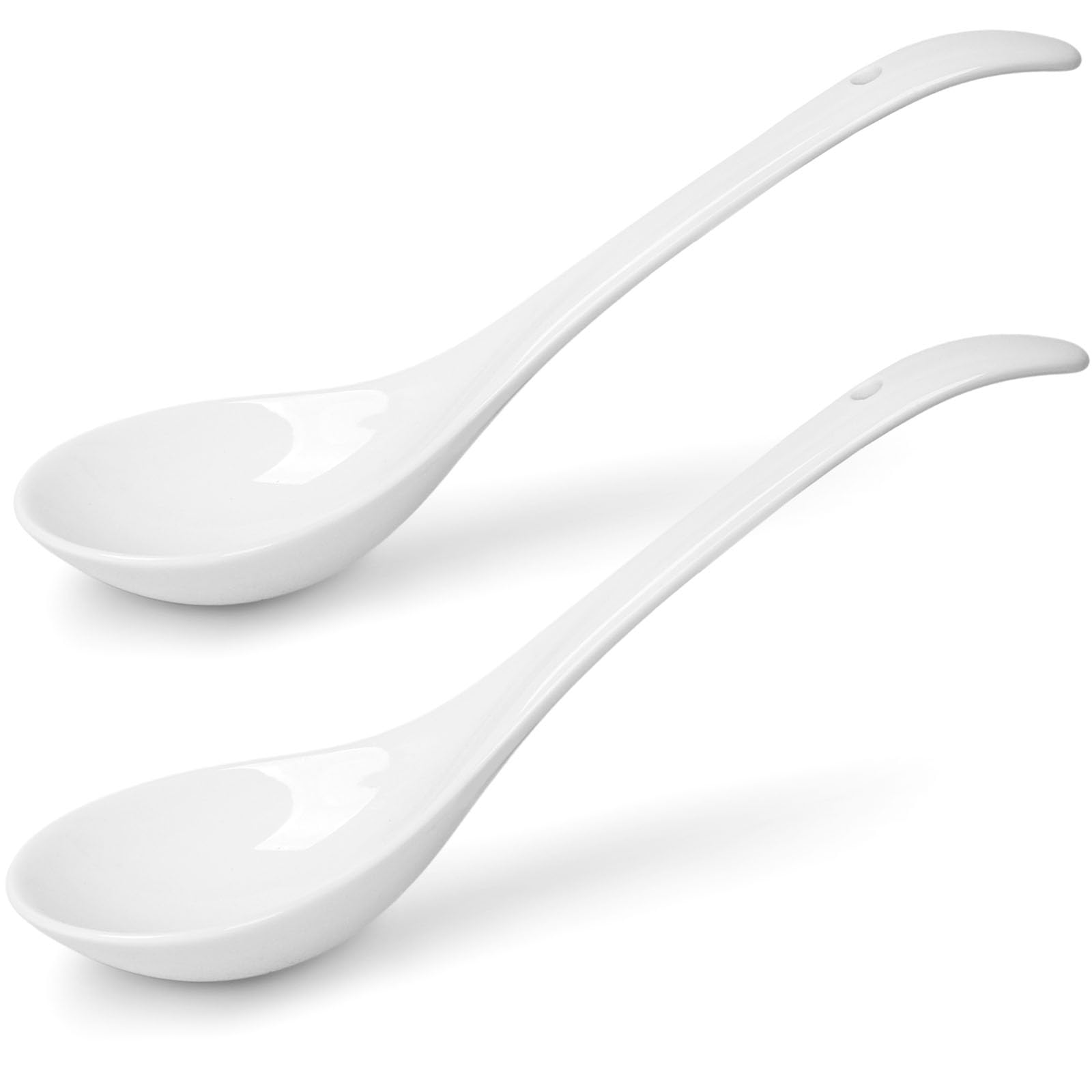 HANSGO Asian Ceramic Soup Spoons, 9 Inch Long Handle Ramen Spoon for ...