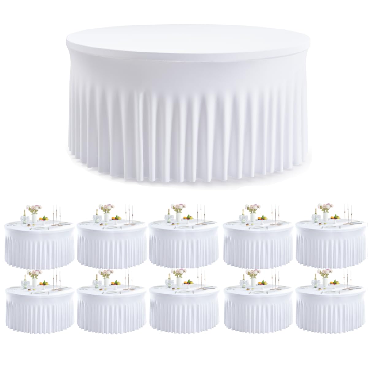 leegleri 10 Pack White Spandex Round Tablecloths for 60 inch Table ...