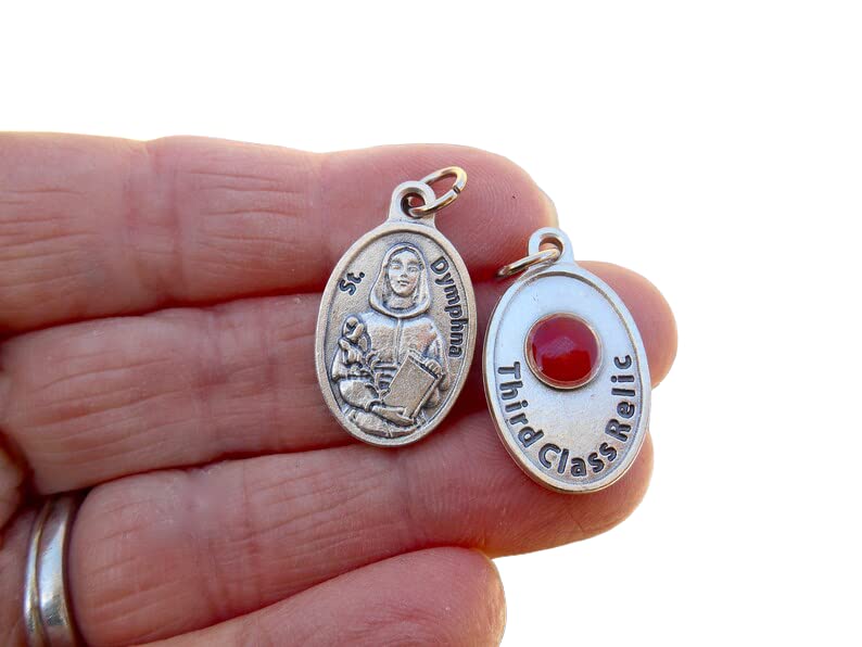 THIRD CLASS RELIC MEDAL ST DYMPHNA MADE IN ITALY PIECE OF CLOTH THAT ...