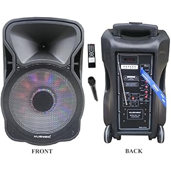 Amazon.com: 12" Portable 1200W Speaker PA System Wireless Mic Bluetooth ...