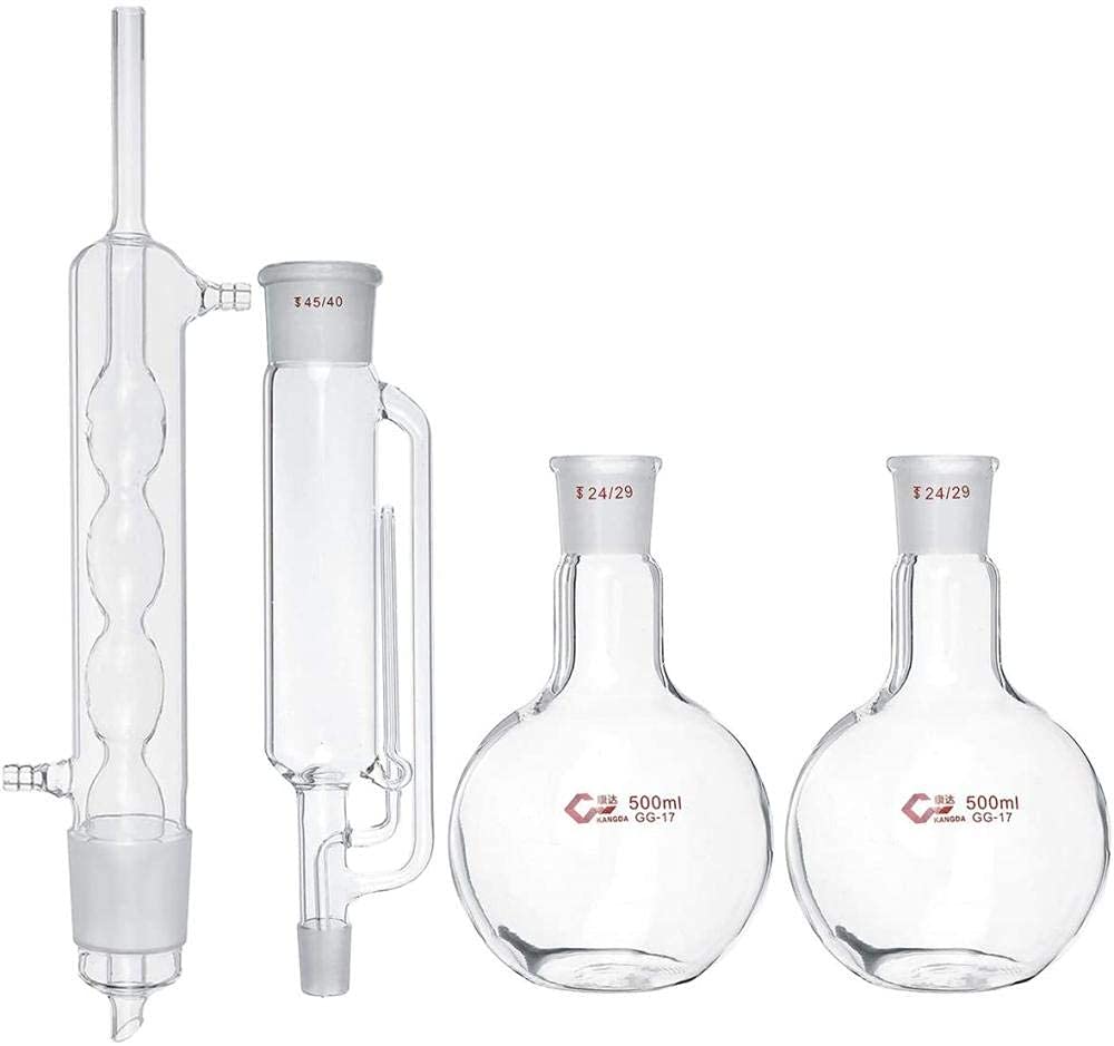 Buy 4Pcs Laboratory Glassware Kit 24/29 Flask Soxhlet Extractor ...