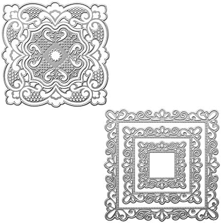 Metal Nested Die Cuts 2 Square Lace Frame Symmetrical Pattern Embossing ...