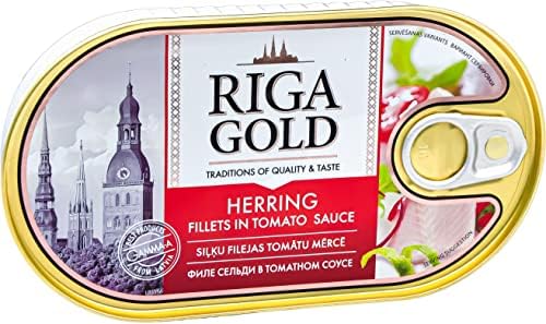 Riga Gold Herring Fillets in Tomato Sauce Premium Baltic Seafood, 190 ...