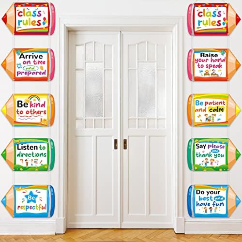 10 Pieces Classroom Rules Posters Classroom Bulletin Board Decorations ...