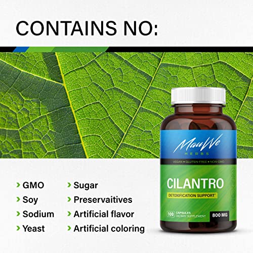 MAUWE HERBS Cilantro Supplement - Organic Cilantro Leaf Capsules ...