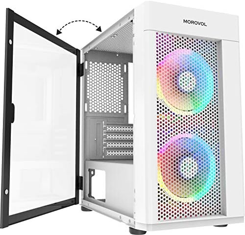 MOROVOL MESH Micro-ATX Tower 2 PCS 120MM ARGB Fans Computer Case USB 3. ...