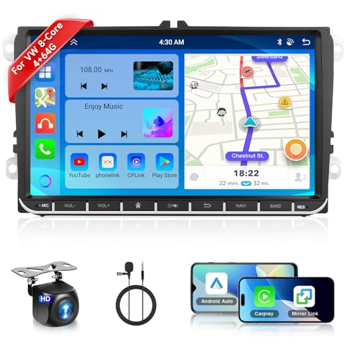 8 CORE 4G+64G Car Radio for VW Passat Jetta Tiguan Golf MK5 MK6 T5 EOS Polo with Wireless ...