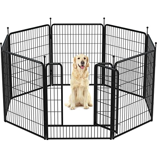 FXW Dog Playpen, 8 Panels 40inch-high Dog Pen Indoor Outdoor Pet Fence ...