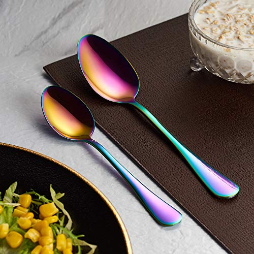 Rainbow Silverware Set,24-Piece Stainless Steel Colorful Flatware Set ...