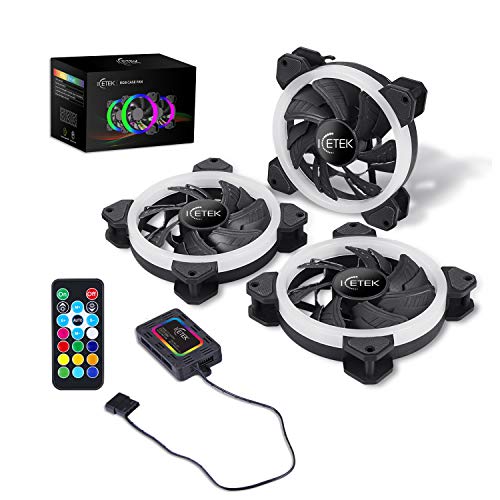 RGB Case Fans 3 Pack, GIM 3In1 Kit LED(366 Modes with Controller and ...