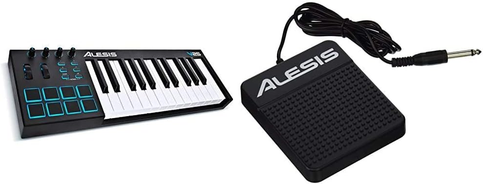 Alesis V25 | 25-Key USB MIDI Keyboard Controller with Backlit Pads, 4 Assignable Knobs and ...