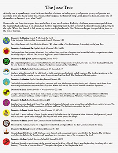 Advent Jesse Tree Devotional Flexible Magnet Set with Explanation Story Card, 10 1/2 Inch ...