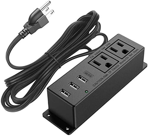 Wall Mount Power Outlet Strip with 3A USB, Mountable Power Strip with 2 ...