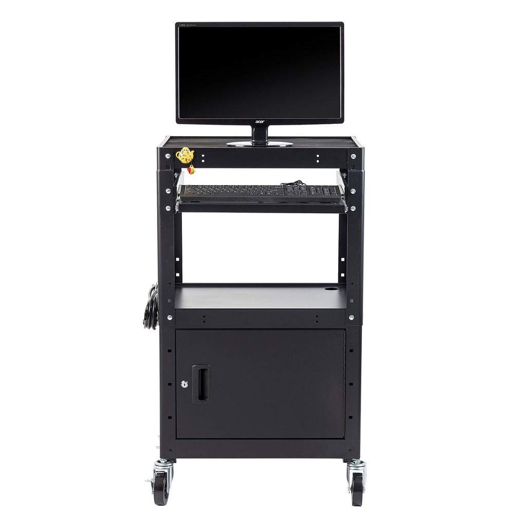 Pearington Metal Rolling AV Presentation Cart Stand With Storage Box ...