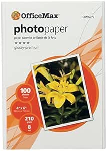 Amazon.com : OfficeMax Premium Photo Paper, Glossy (100 sheets, 4 x 6 ...