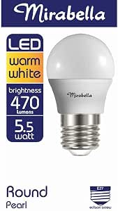 Mirabella 5.5W ES LED Fancy Round Globe Bulb, Warm White : Amazon.com ...