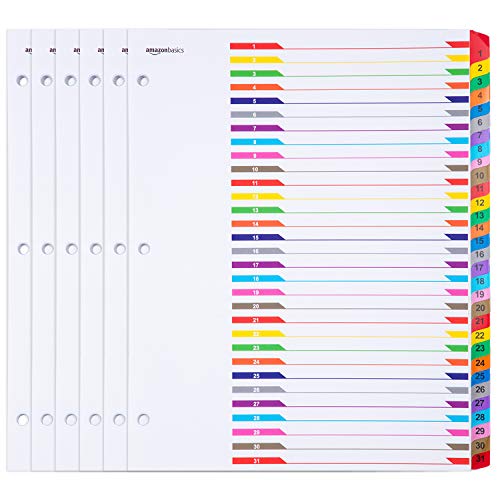 AmazonBasics Numeric Paper Binder Dividers, 31-Tab, 6/Pack - Price History