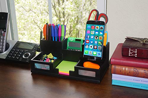 Victor Wood Desk Organizer with Smart Phone Holder, Midnight Black ...