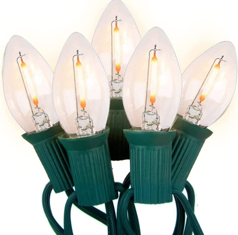 Abeja C7 Clear LED String Lights - 25Ft C7 Christmas String Lights with ...