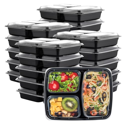 Comfy Package [32 oz - 50 Count 3 Compartment Meal Prep Containers ...