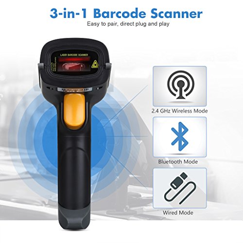3-in-1 Bluetooth Laser Barcode Scanner, SLYPNOS 1D Handheld Bar Code ...