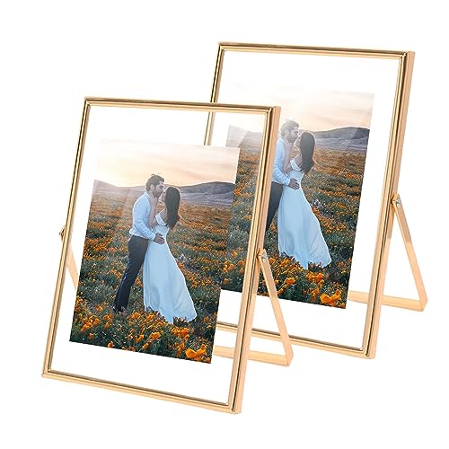 HSAUYU 5x7 Gold Picture Frame Set of 2, For Multiple Photo Sizes 5x7 ...