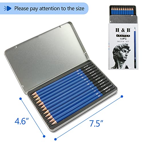 H & B 12 PCS Charcoal Pencils for Drawing, Graphite Sketching Pencils ...