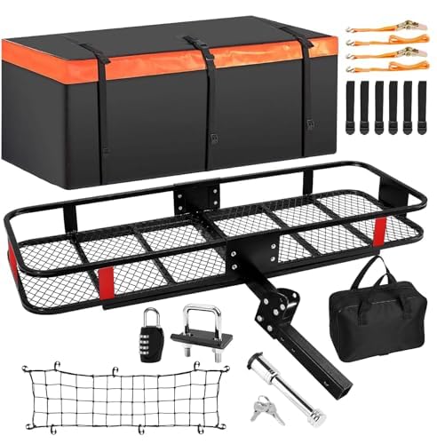 600 Lbs Heavy Duty Hitch Mount Cargo Carrier 60"x22"x7" Folding Rear ...