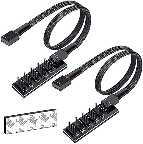 Motherboard PWM Fan Hub Splitter, 4 Pin Black Sleeved 5 Way PC CPU ...