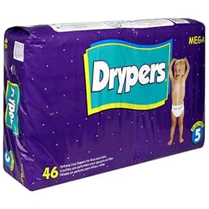 Amazon.com: Drypers Mega Baby Diapers, Size 5, Case Pack, Four - 46 ...