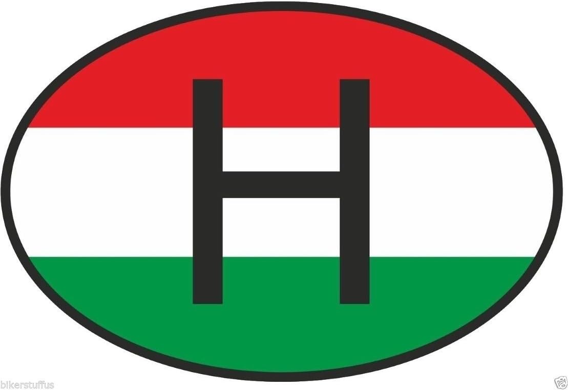 Amazon.com: H Hungary Country Code Oval with Flag Bumper Sticker Laptop ...