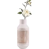 HCHLQLZ 11 inch Pink White Gold Finish Ceramic Flower Vase Home Decor ...