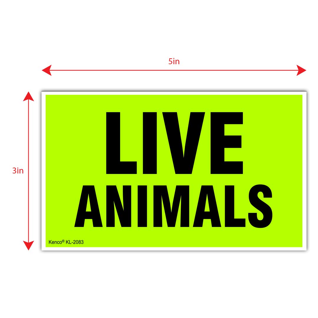 Amazon.com : Kenco 3" X 5""Live Animals" Fluorescent Shipping Label ...