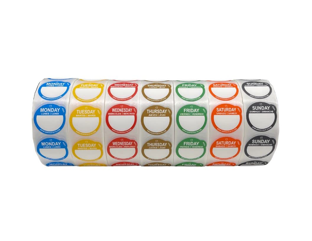 Mua Removable Day Label - 1 inch - Peel Tab - Week (Mon-Sun) (7000 ...