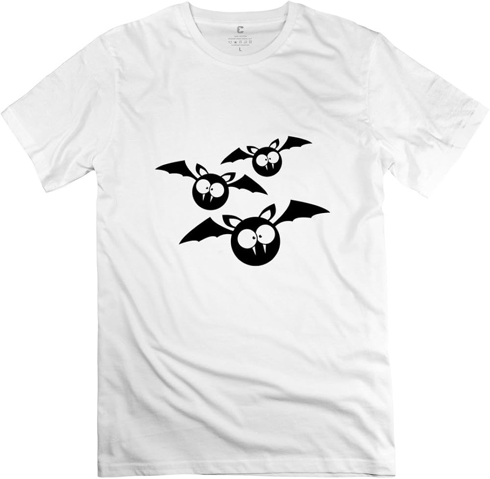 Amazon.com: Custom Printed Funny Bats Men Crew-neck T-shirts White ...