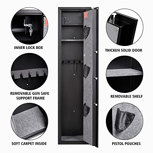 Omethey Biometric Fingerprint Rifle Gun Safe, Quick Access 4-5 Gun Safe ...